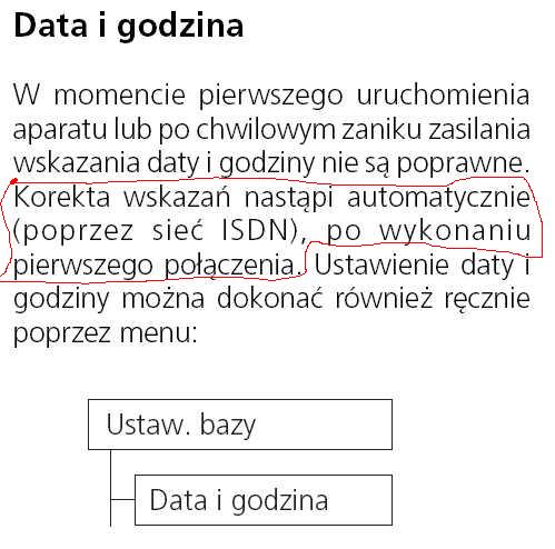 Ascom Eurit 133 - brak automatycznej zmiany czasu na zimowy, ISDN