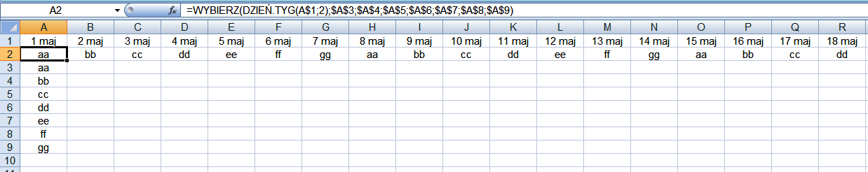 Excel - Excel czy VBA, czy uda się w excelu przypisywać?