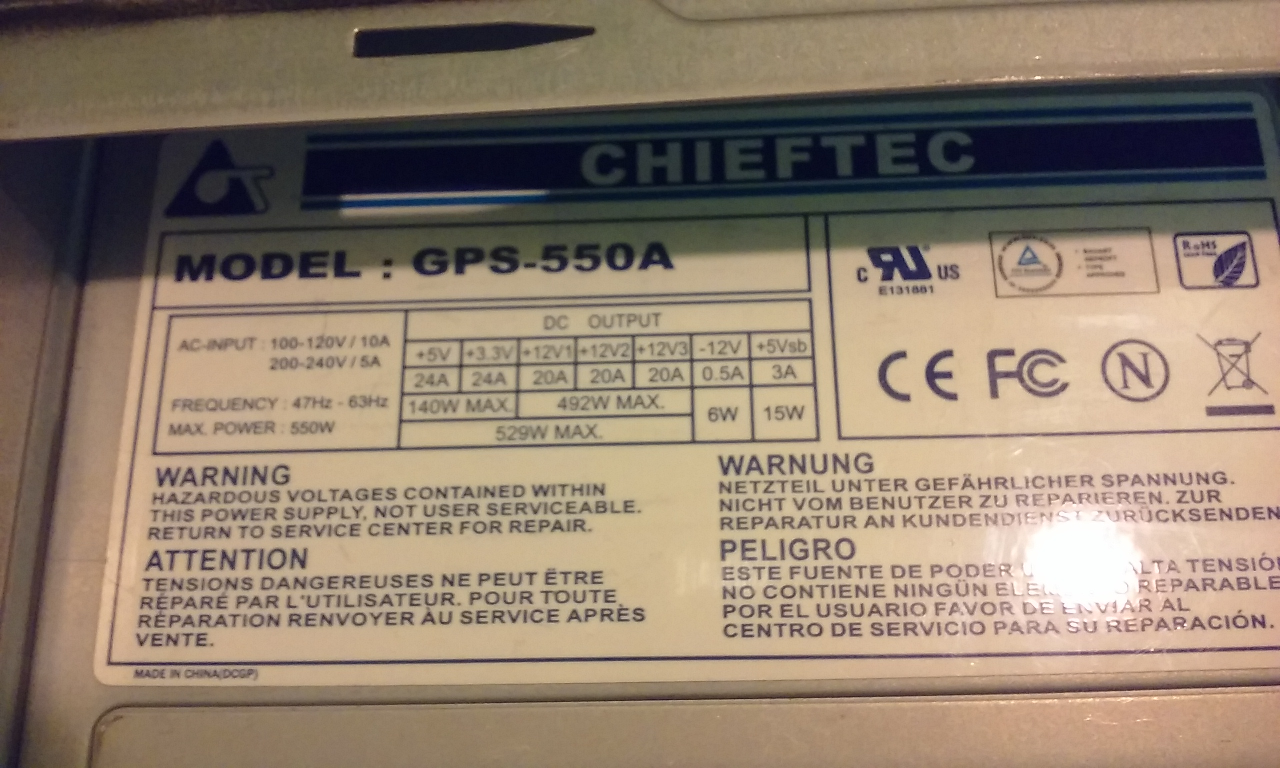 Czy Chieftec GPS 550A obsłuży kartę graficzną z 6-pin i 6+2-pin?