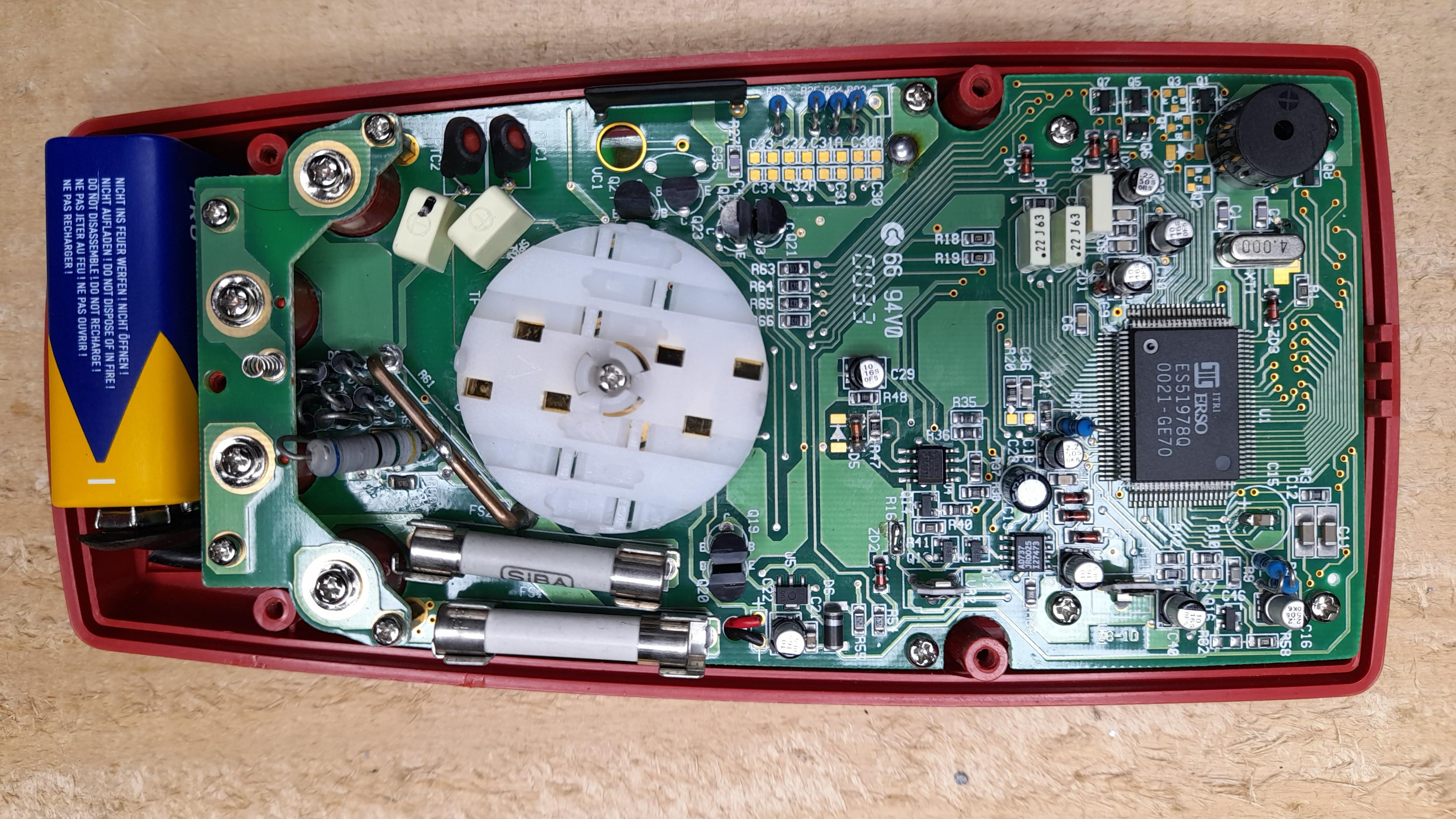 Odczyt kodów kolorów rezystorów w multimetrze APPA 98 II - uszkodzenie