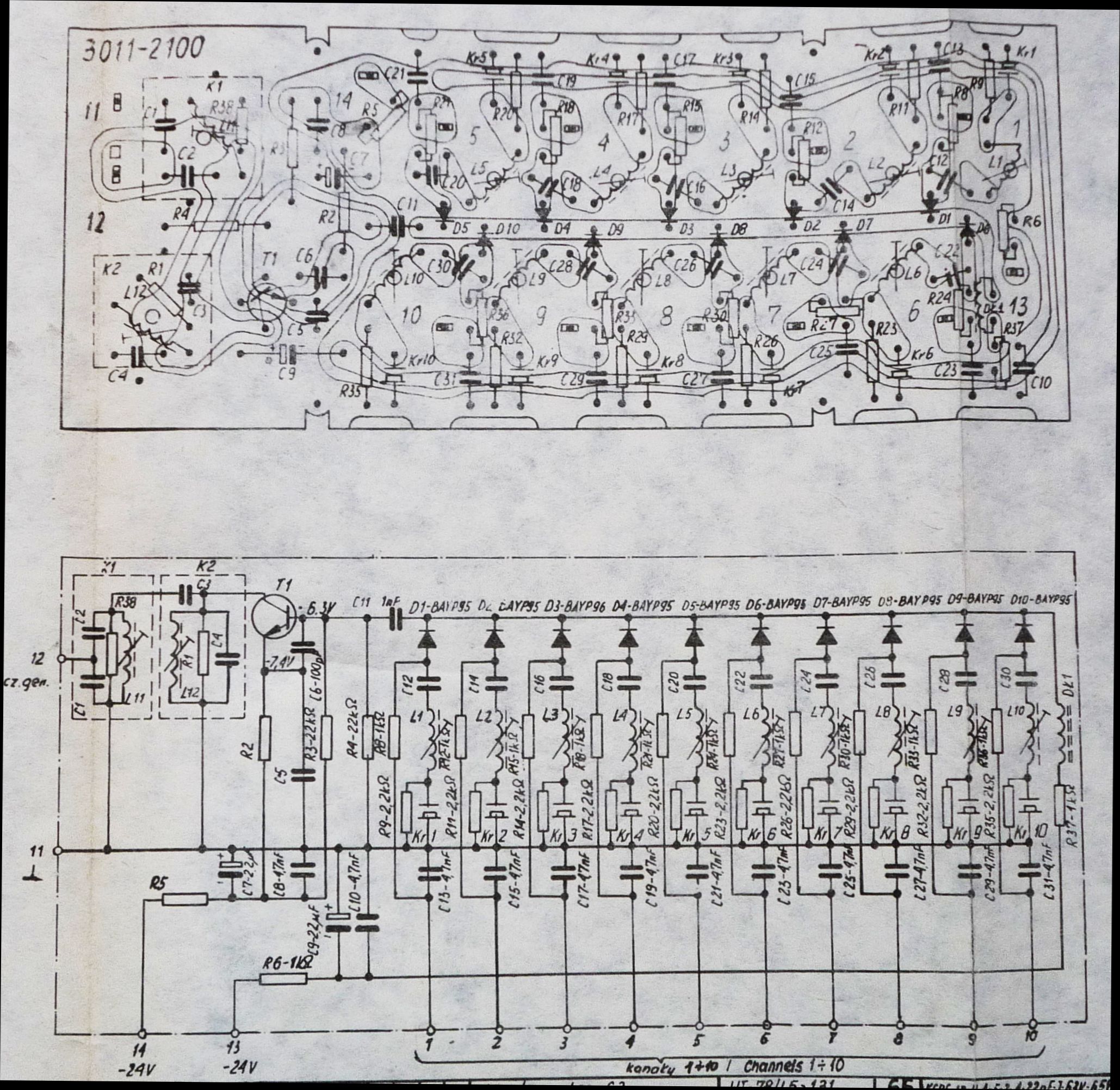 Schemat Radmor 3031/2 z UL1242 w pośredniej - odbiornik, wcz, generator ...