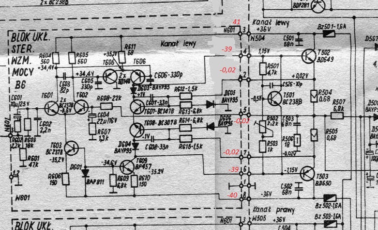 Radmor 5412 - Nieprawidłowe napięcia w końcówce mocy