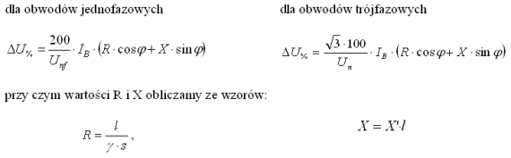 Jak obliczyć spadek napięcia na lini NN z 2 przewodami na fazę?