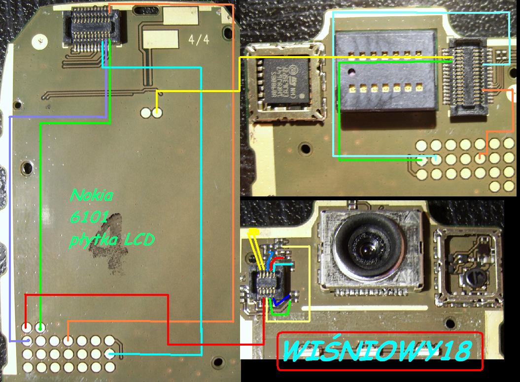 Nokia 6101 - jak podłączyć płytkę LCD? Rozpiska i schematy