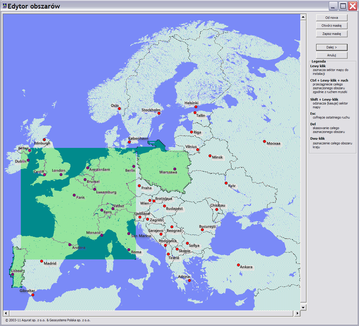 Automapa Europa 3.0.0 Android - Instalacja wybranego fragmentu mapy.