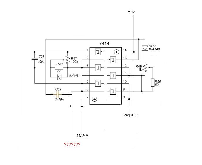 Generator na 7414 o regulowanym wypełnieniu i częstotliwości