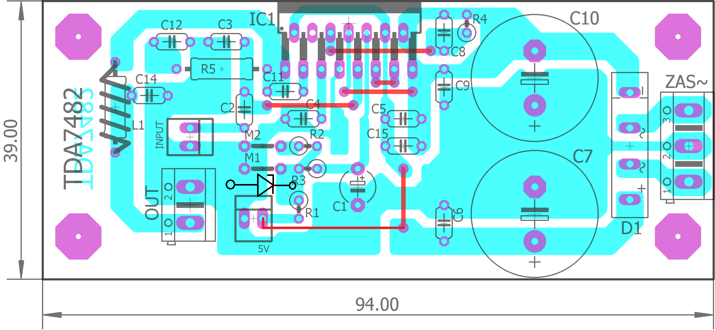 Przerysowanie wzoru ścieżek TDA7482 na PCB - czy wystarczy pisak? - 2