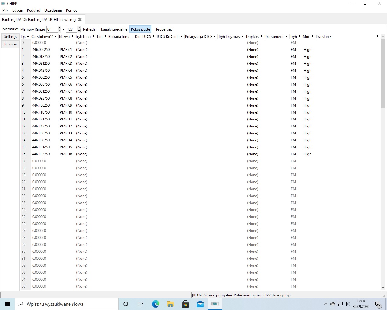 Konfiguracja kanałów PMR w radiotelefonie Baofeng UV-5R HT - poprawne ...