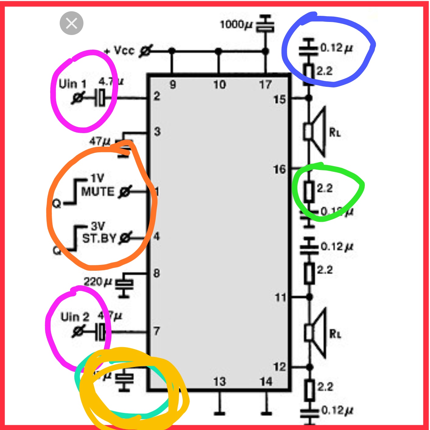 [Rozwiązano] Interpretacja oznaczeń na schemacie wzmacniacza TA8205AH ...