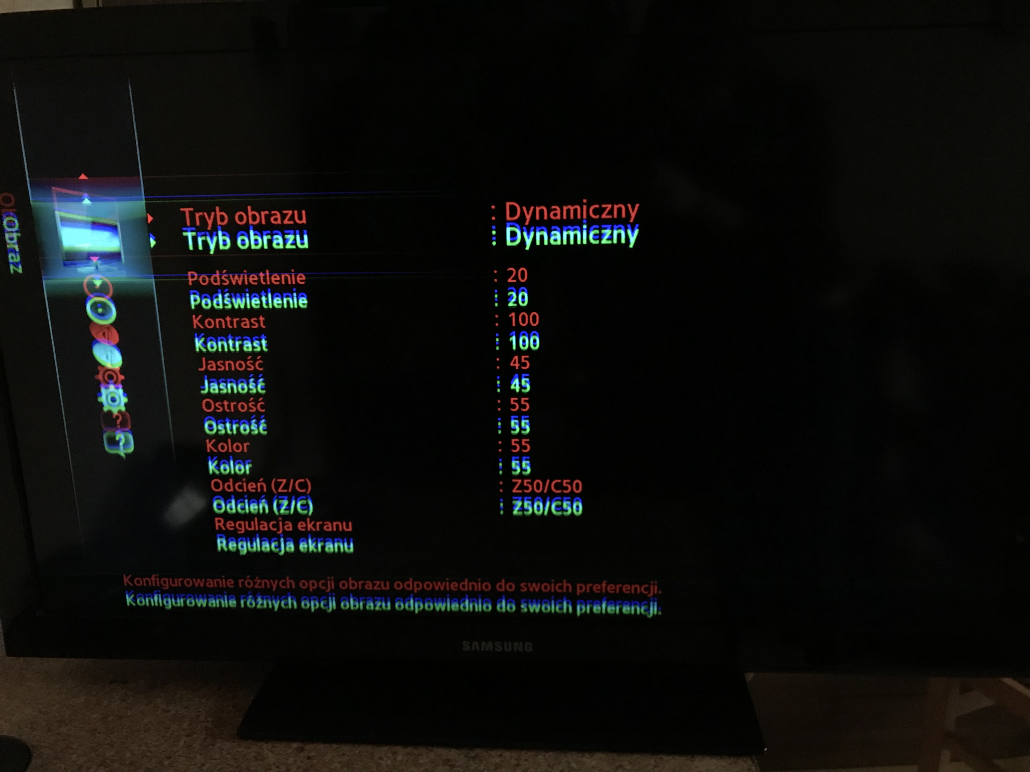 Samsung LE40D503F7W - Rozwarstwienie obrazu, powielanie w RGB, drżenie ...