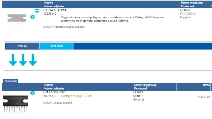 [Rozwiązano] Szukam wzmacniacza LA4625 lub zamiennika do ...