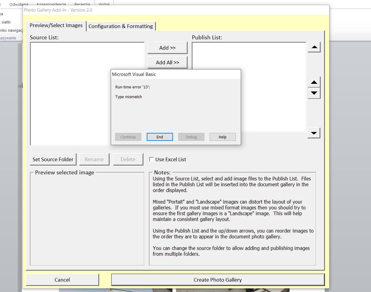 Makro do office, błąd: microsoft visual basic - runtime error 13 - type ...