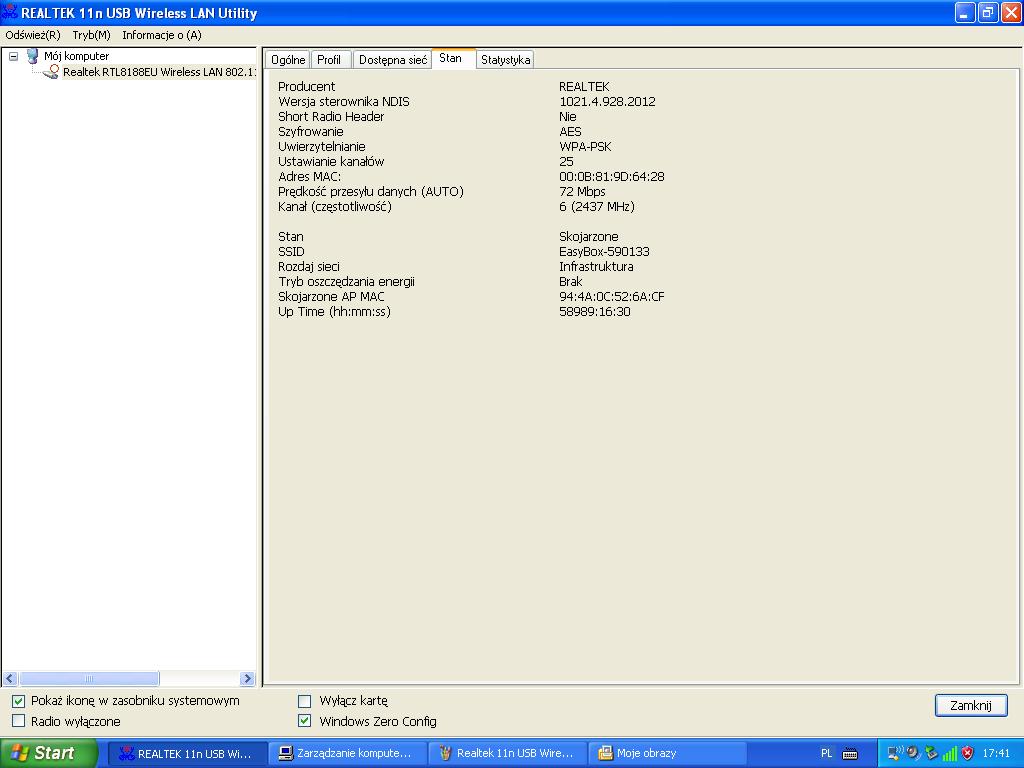 Wireless-N USB Adapter - Realtek RTL8188EU konfiguracja na PC