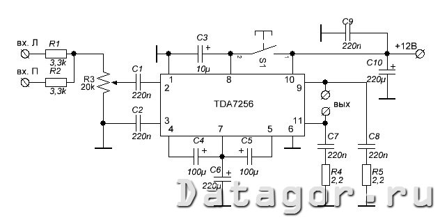 Schemat wzmacniacza TDA7256 - Jakiej mocy rezystory?