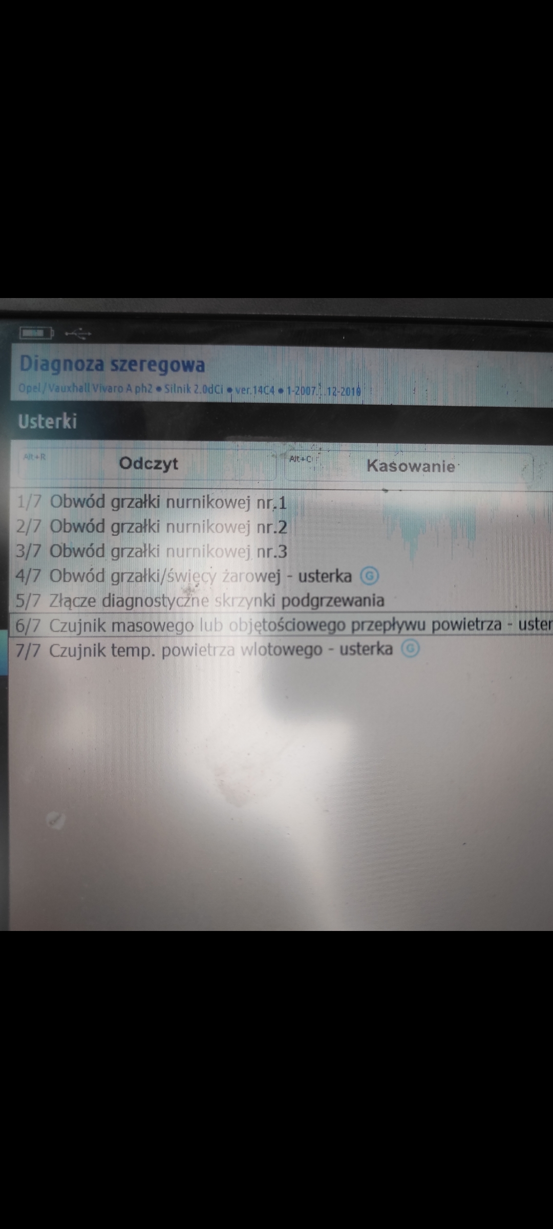 Opel Vivaro - Błędy P1641, 2, 3, P0380, P0670, P0100, P0110