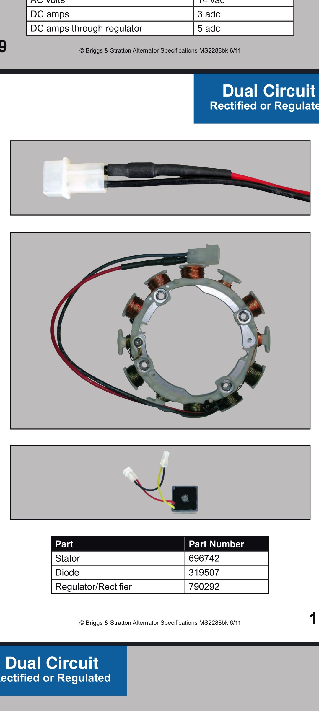 Briggs 12.5 KM model 286707 - niskie napięcie ładowania, tylko 12V