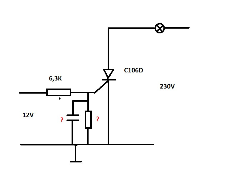Obliczanie wartości rezystora i kondensatora dla tyrystora C106D w ...