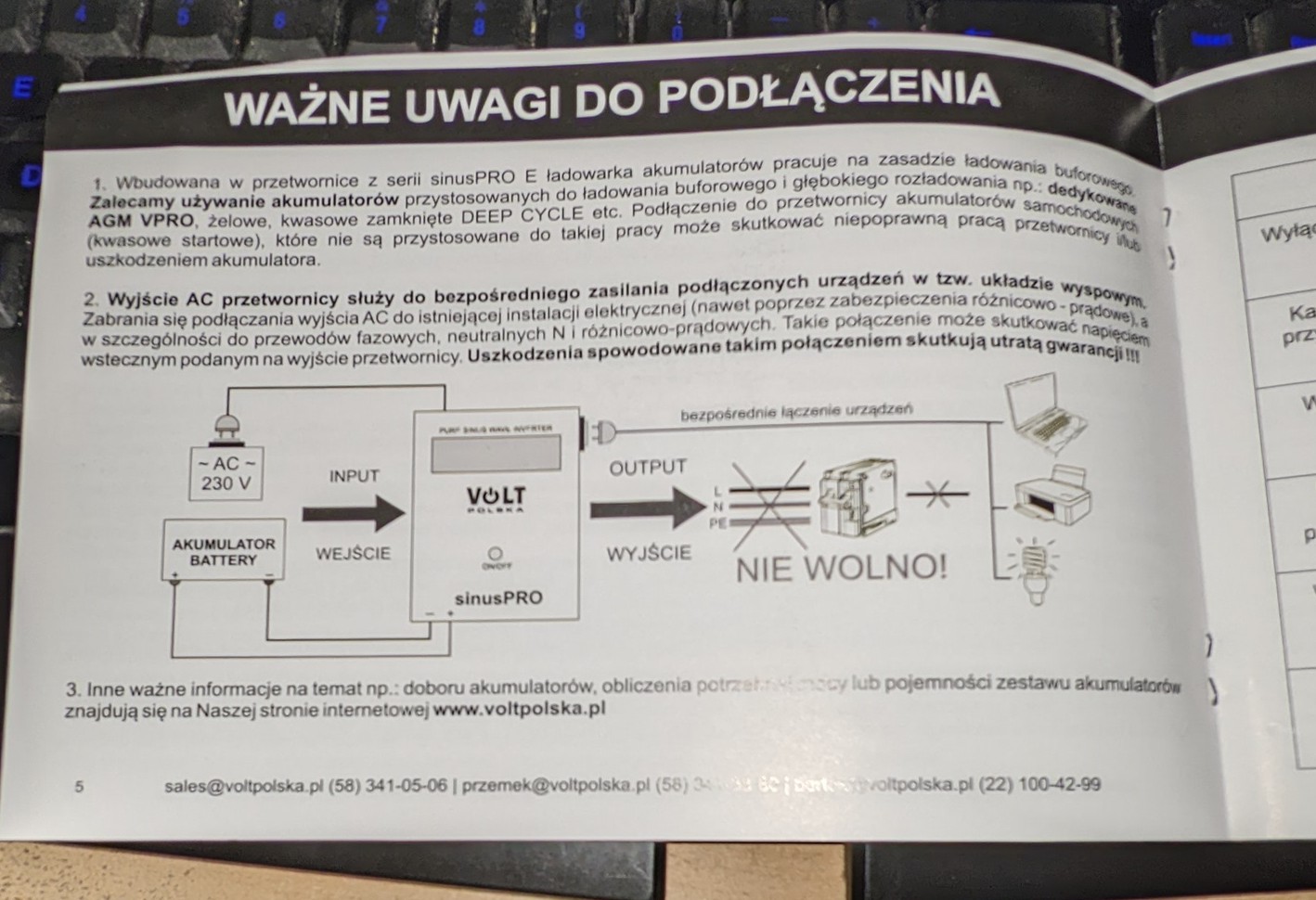 Podłączanie UPS Volt SinusPRO 800E do pompy ciepła: Schemat, skrzynka, 2xB10, stycznik HAGER ESC225