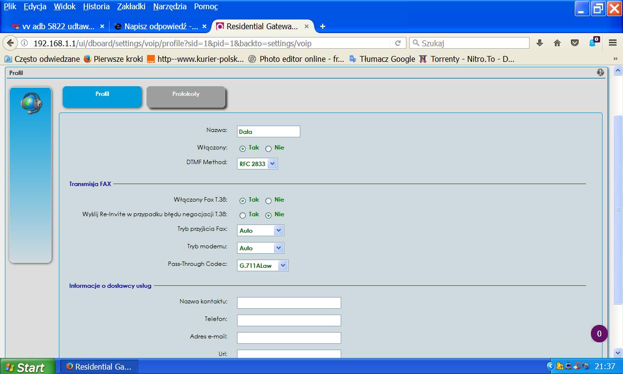 Konfiguracja VOIP na routerze vv adb 5822 z usługą halonet.pl