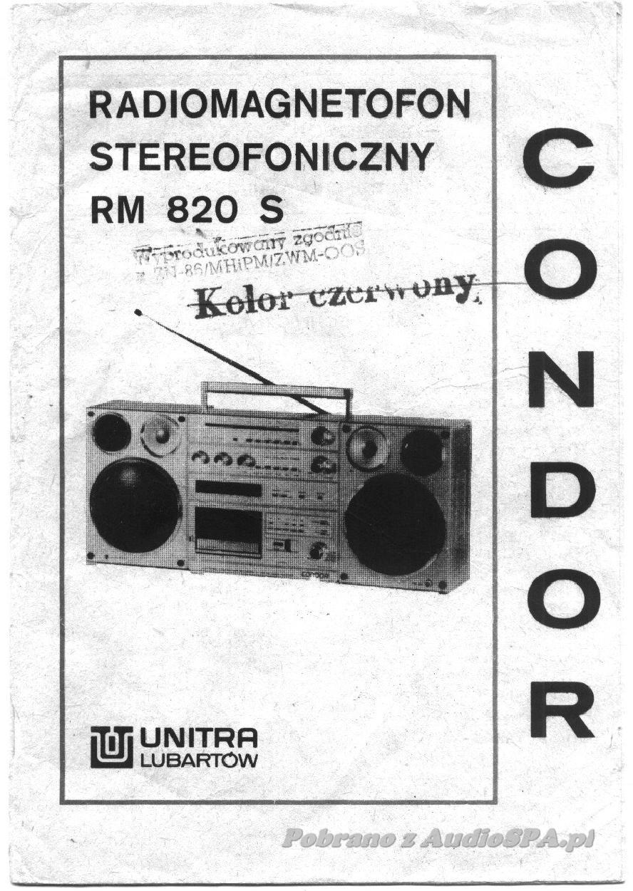 RMS 820 Condor Unitra Lubartów + schemat pdf. - elektroda.pl