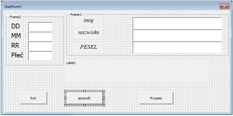 Przeróbka makra do sprawdzania PESEL na generator w Visual Basic