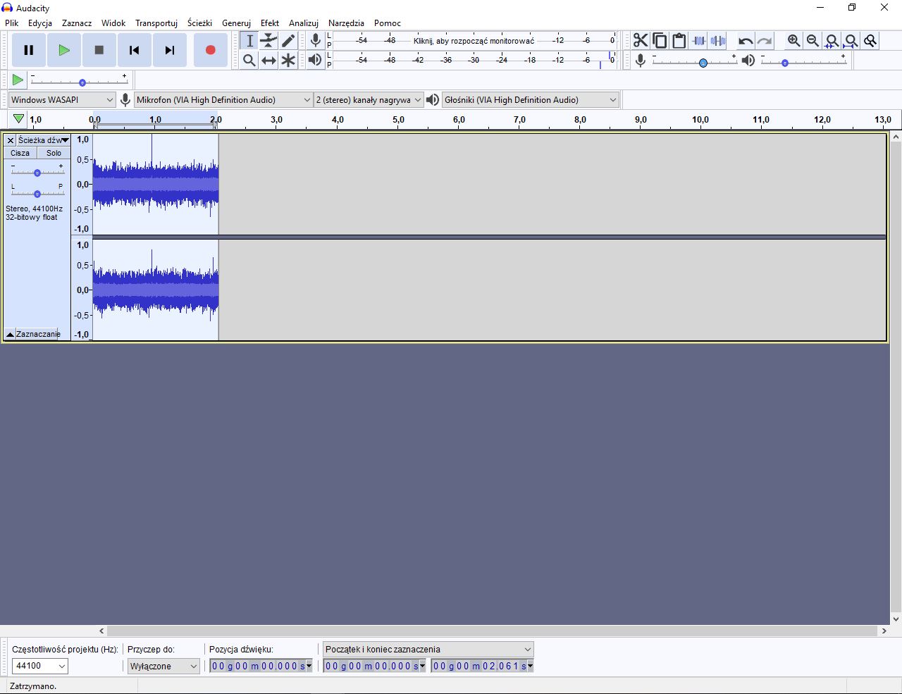 Audacity problem z programem. - Program Audacity po uruchomieniu ...