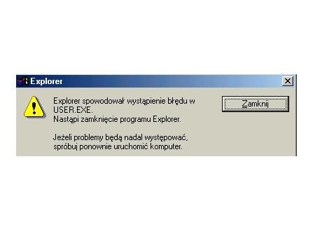 Przy próbie otworzenia strony: Explorer spowodował wystąpienie błędu w ...