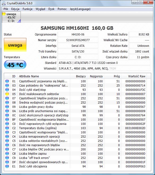 Samsung R509, Windows Vista - opóźnienia, analiza dysku i partycjonowanie