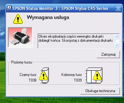 Epson C45 – znaczenie komunikatu podczas próby drukowania, co oznacza ...