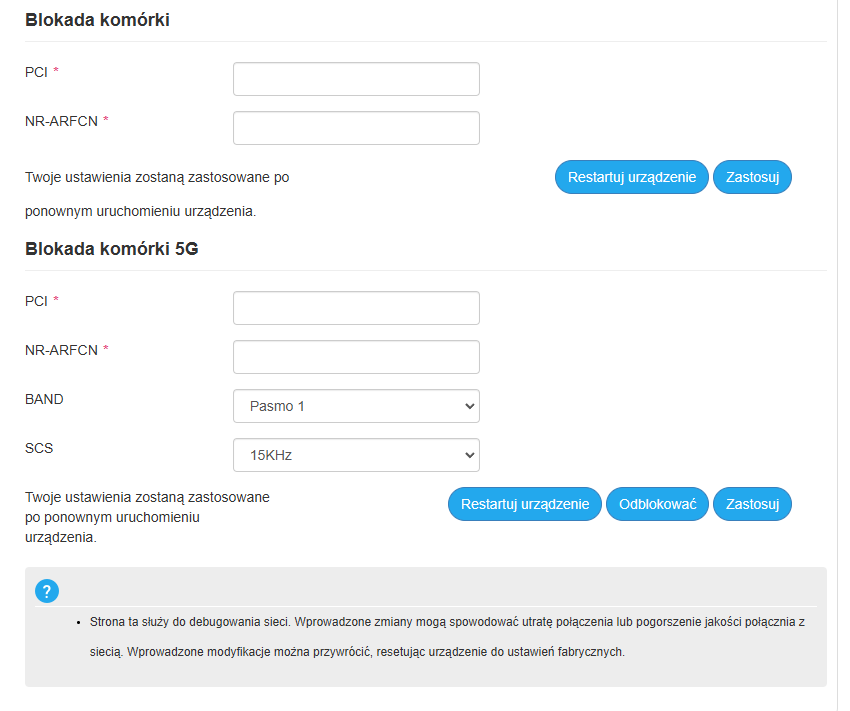 Aktualizacja routera MC889 - Możliwość blokady komórki nadajnika.