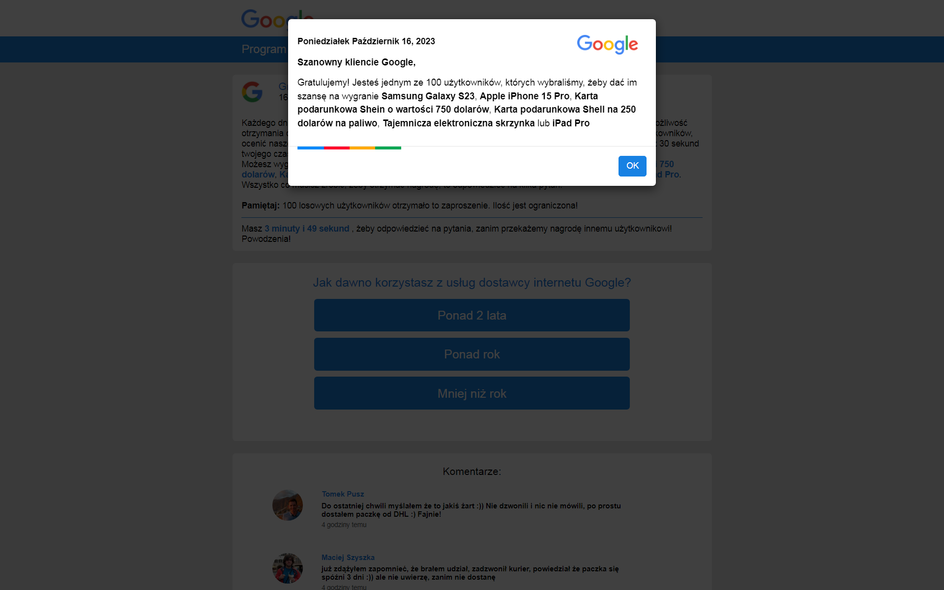 Na monitorze pojawia się taki napis jak w załączniku, to jest działanie ...