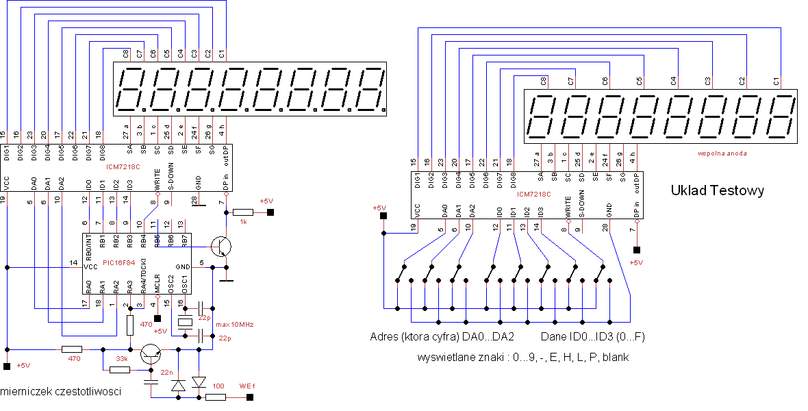 Zastosowanie ICL 7228A. Jakie sygnały podać? Aplikacja?