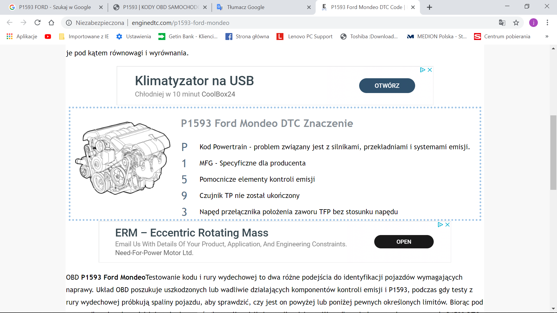 Ford Mondeo MK4 scti - błąd P1593 na zimnym silniku
