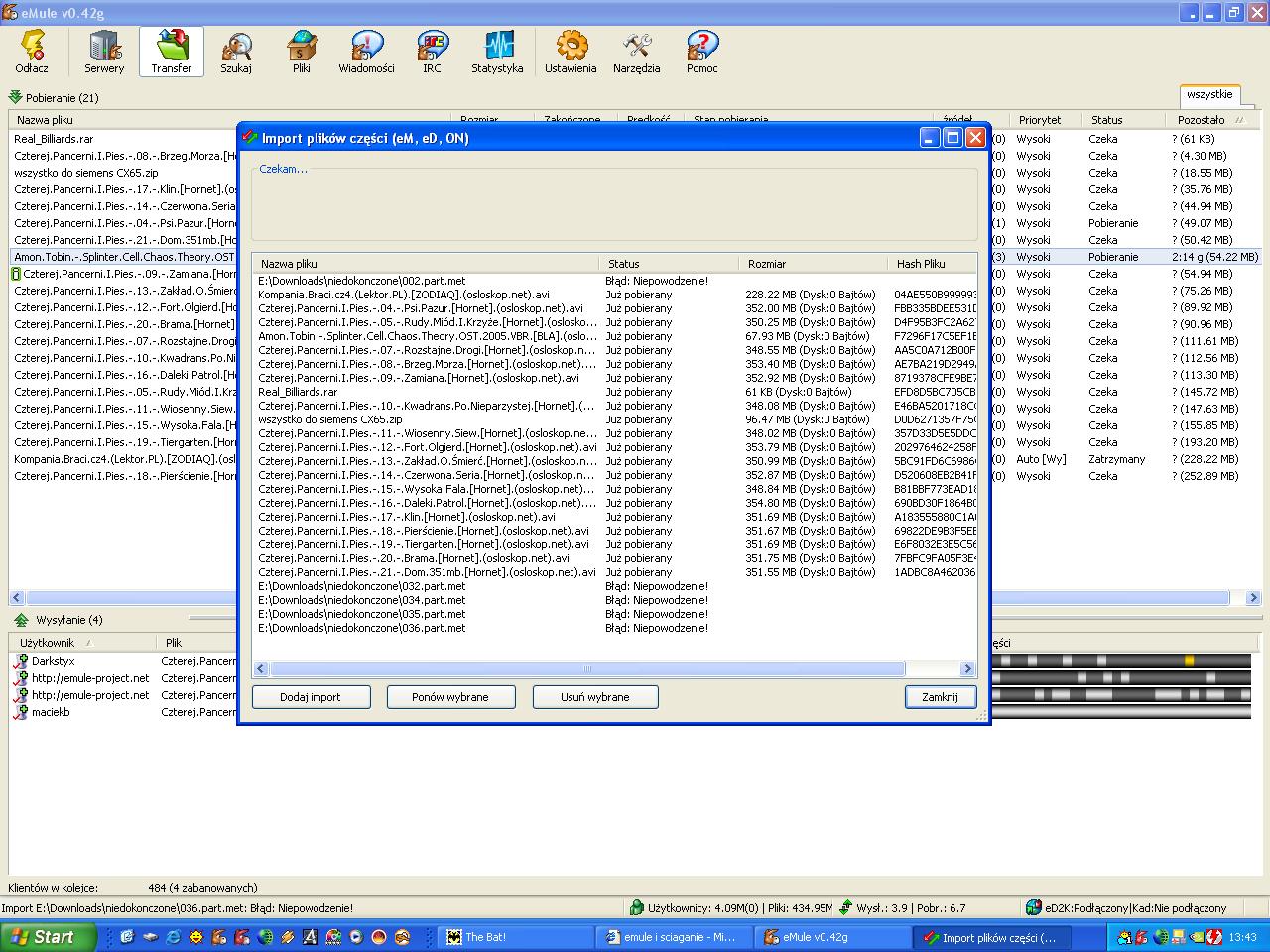 eMule nie widzi wszystkich niedokończonych plików po formacie Windowsa ...