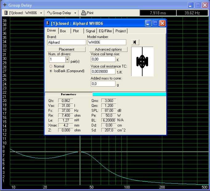 Jak obliczyć obudowę dla głośnika Alphard HW806 w WinISD?