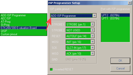 ATTiny2313 i stk200 - brak komunikacji z programatorem, diody migają