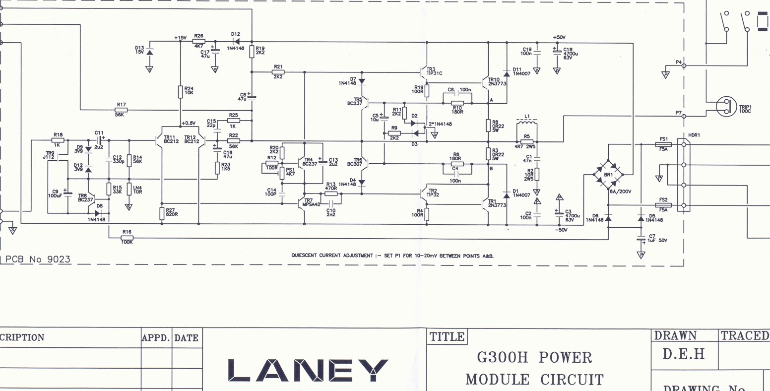 Wzmacniacz Laney G300. Obciążenie 4 Ohm - sygnał wy niesymetryczny.