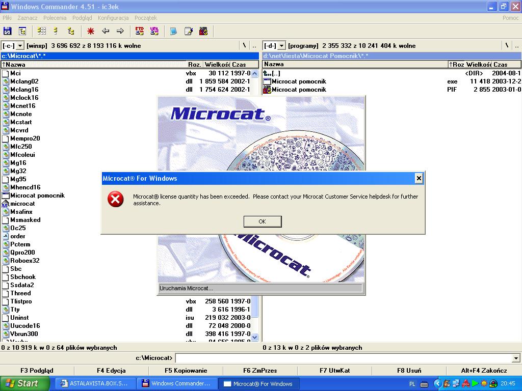 Microcat - nie uruchamia się, co może być przyczyną?