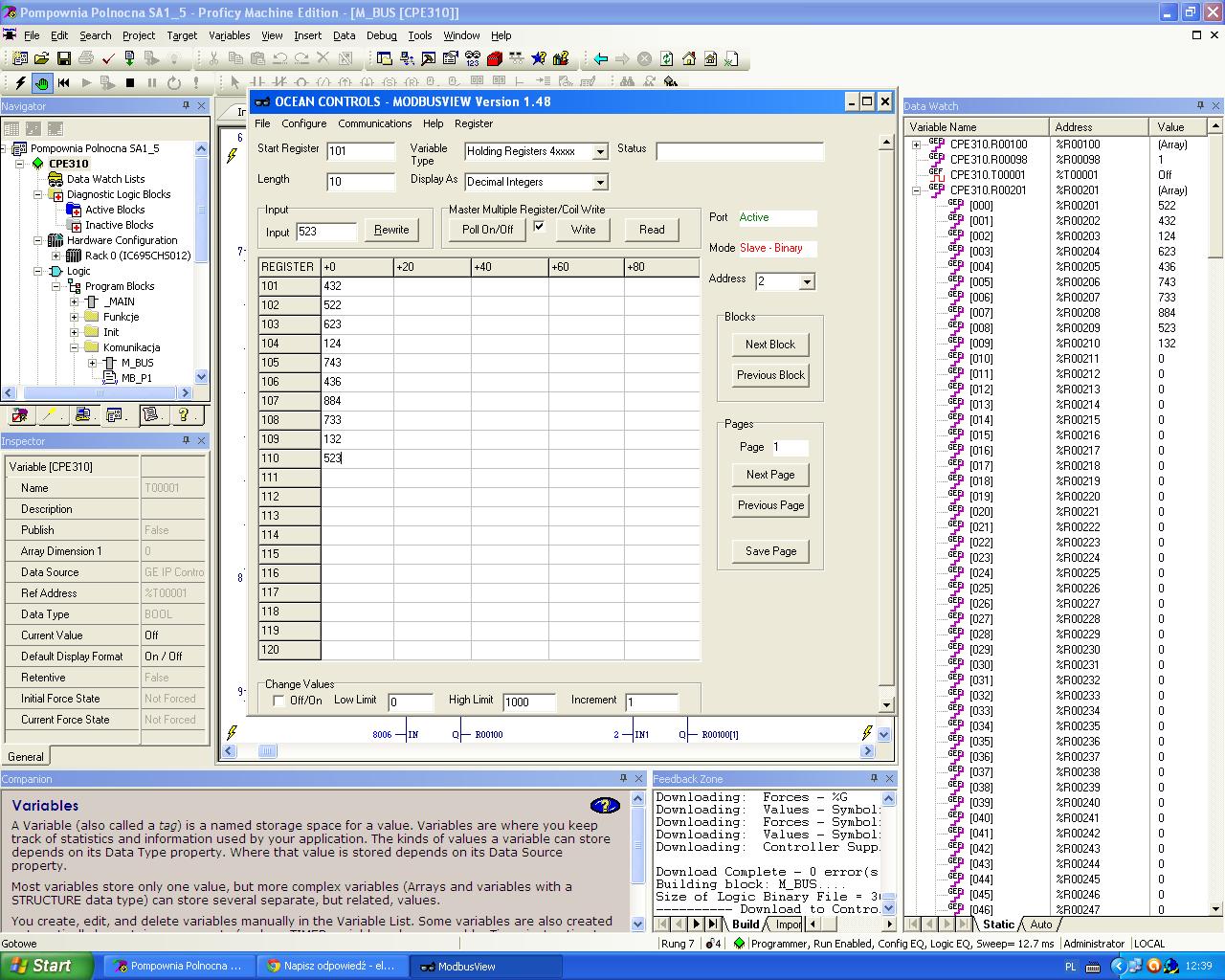 MODBUS RTU - Komunikacja Modbus RTU sterownika GE FANUC PAC Systems RX3i