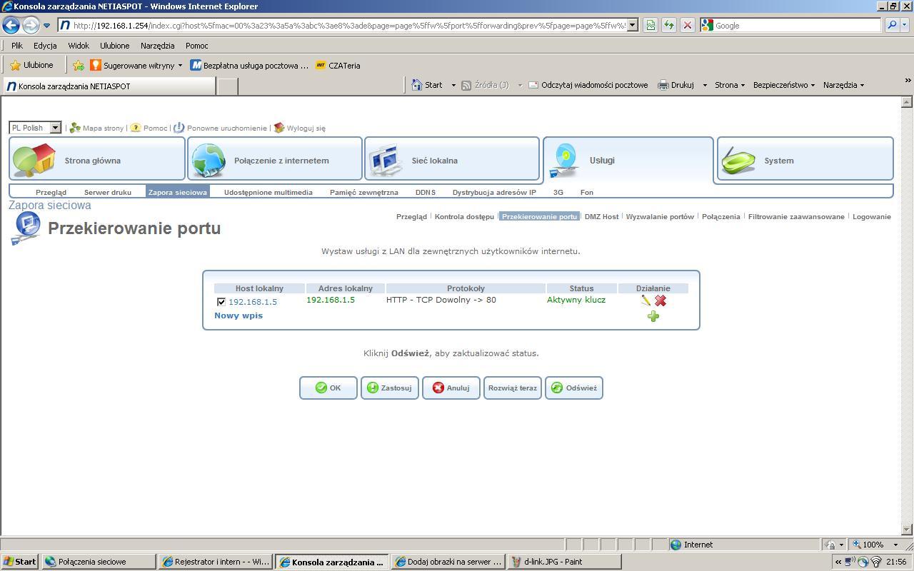 Rejestrator IP 192.168.0.150 widoczny jako 192.168.1.5 – konfiguracja ...