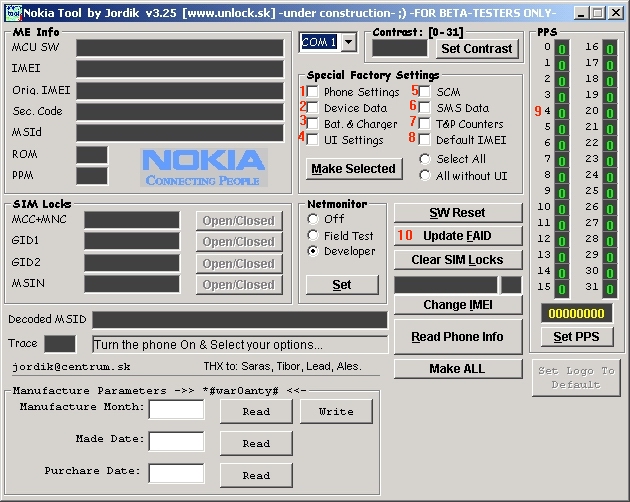 Opis funkcji w Nokia Tool v3.25 - do czego służą poszczególne opcje?