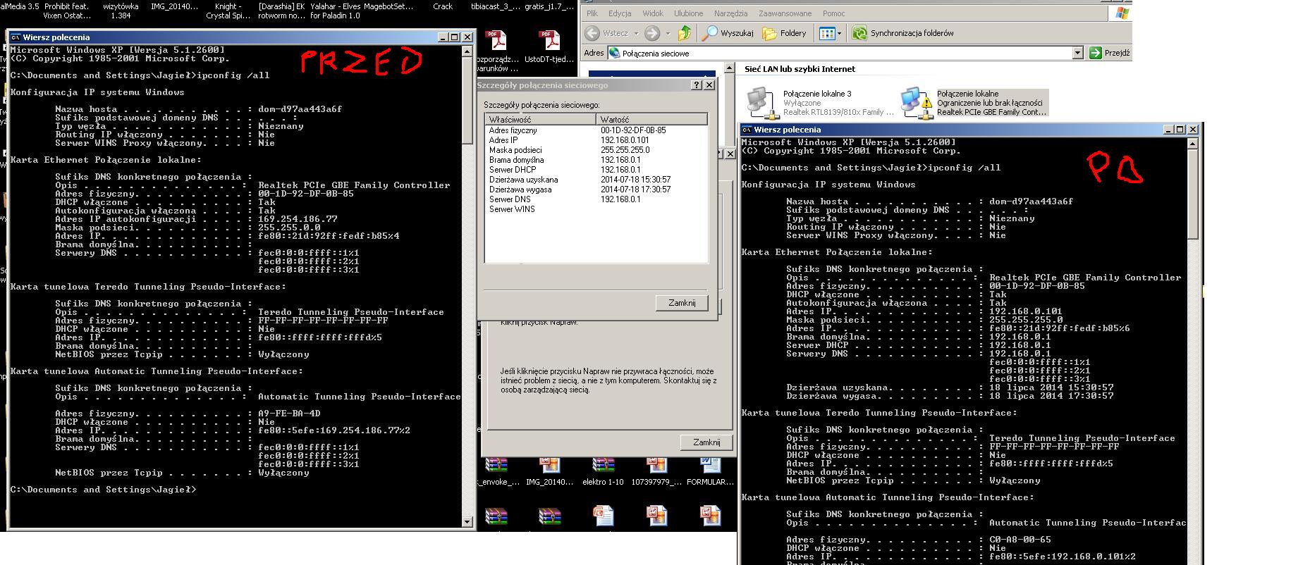 Ograniczenie lub brak łączności, brak internetu gdy komputer podłączony ...