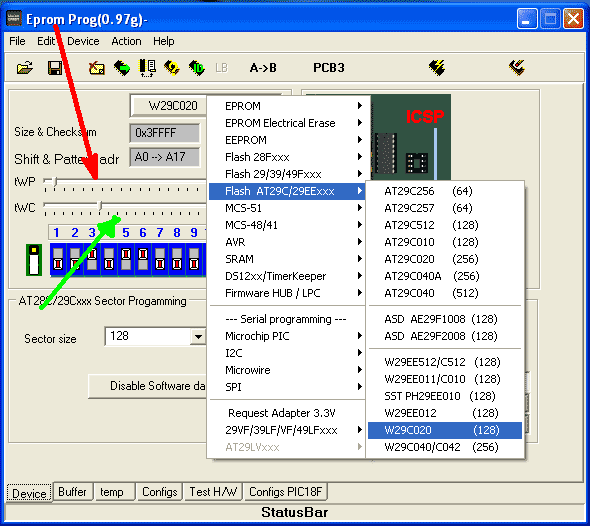 Jak ustawić długość impulsu w Willem Eprom v0.94 dla 27C16?