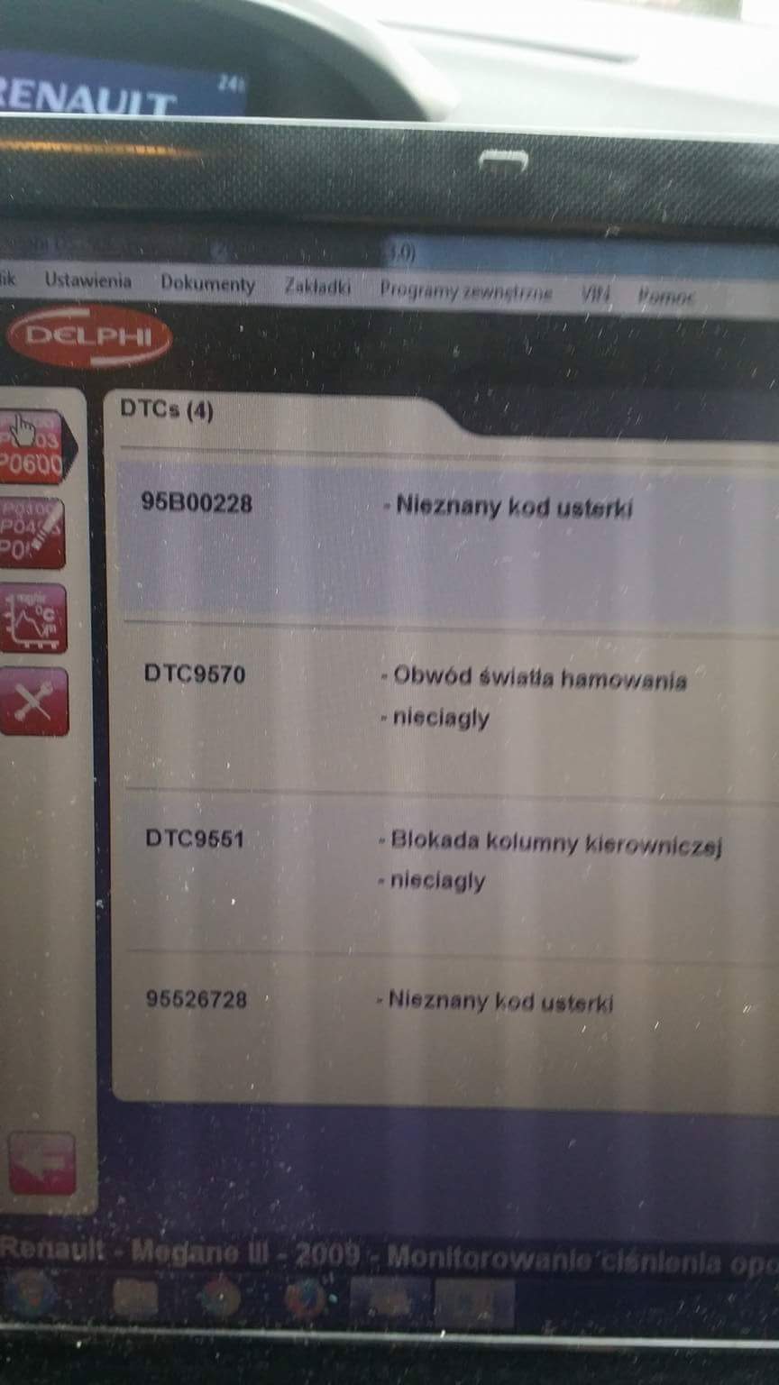 Renault megane3 2009r 1.6 16v - Odczyt błędów delphi ds100e