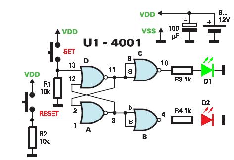 Jakie wartości rezystancji i prądów dla przerzutnika RS na HEF4001BP ...