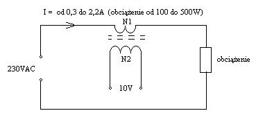 Jak nawinąć transformator szeregowy, by uzyskać 10V na uzwojeniu wtórnym?