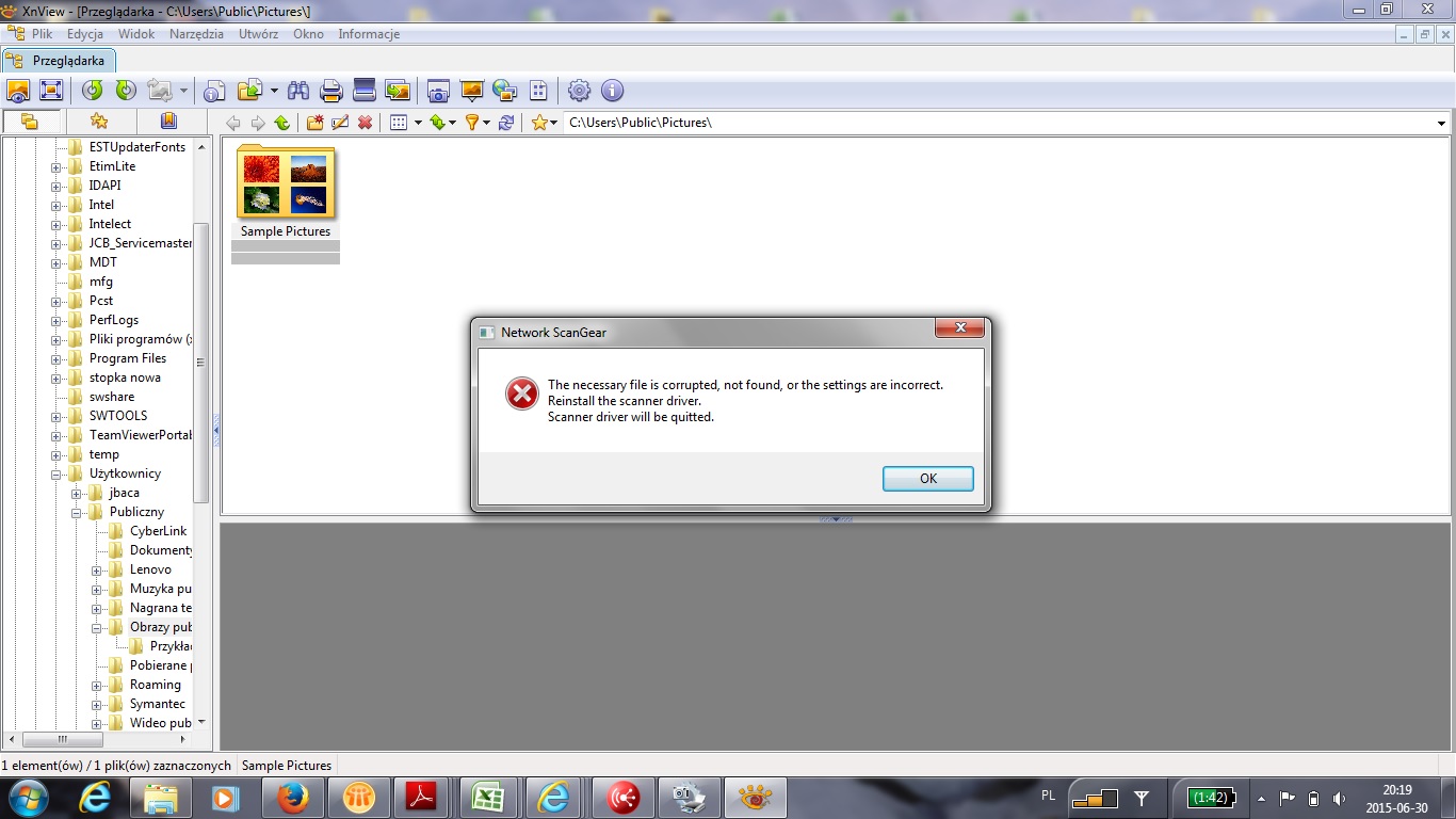 Canon iR2200 - Błąd skanowania na Windows 7 x64 z Network Scan Gear 2.21