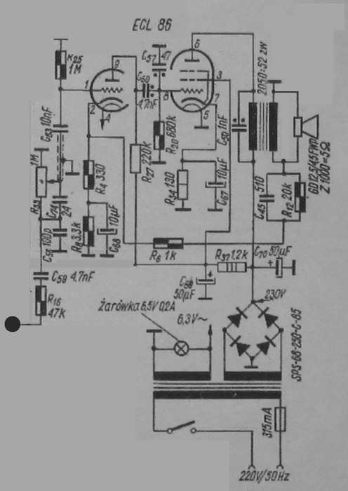 Budowa wzmacniacza na ECL86 - schematy, przedwzmacniacz, prostowanie ...