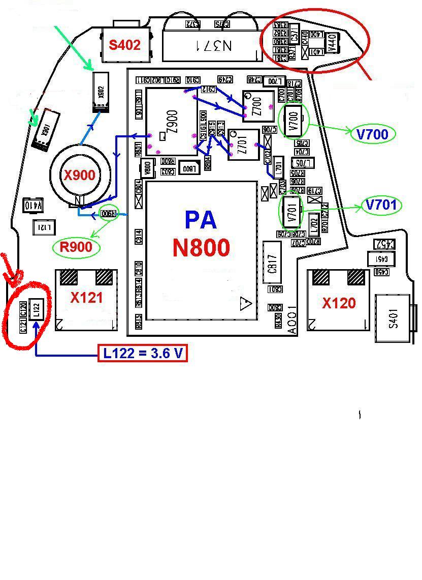 Nokia 6210 – funkcje kondensatorów C121 i C120 na płycie głównej