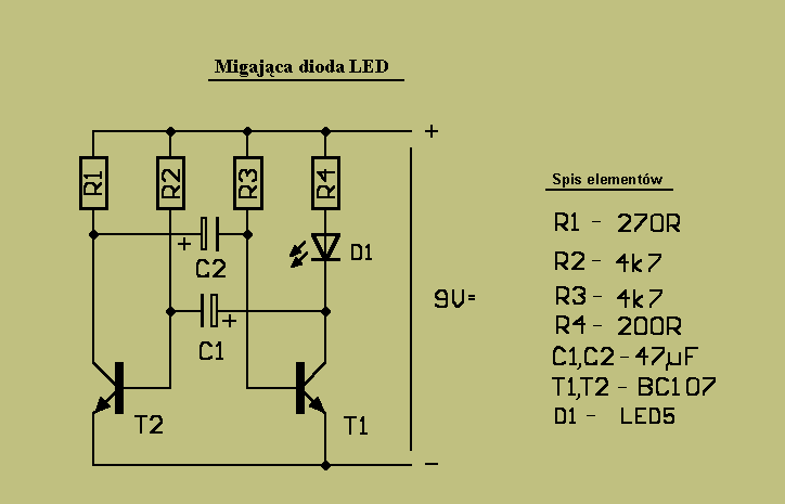 Schemat migającej diody LED – czy układ z załącznika zadziała z ...